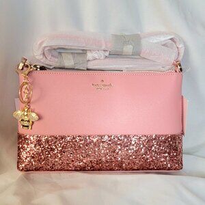 kate spade | Bags | Kate Spade Pink Rose Gold Glitter Crossbody Bee ...